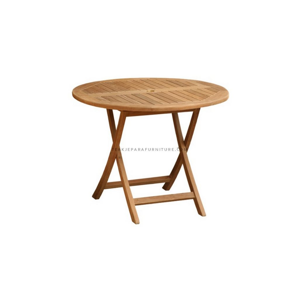 ROUND EASY FOLDING TABLE - Teak Jepara Furniture