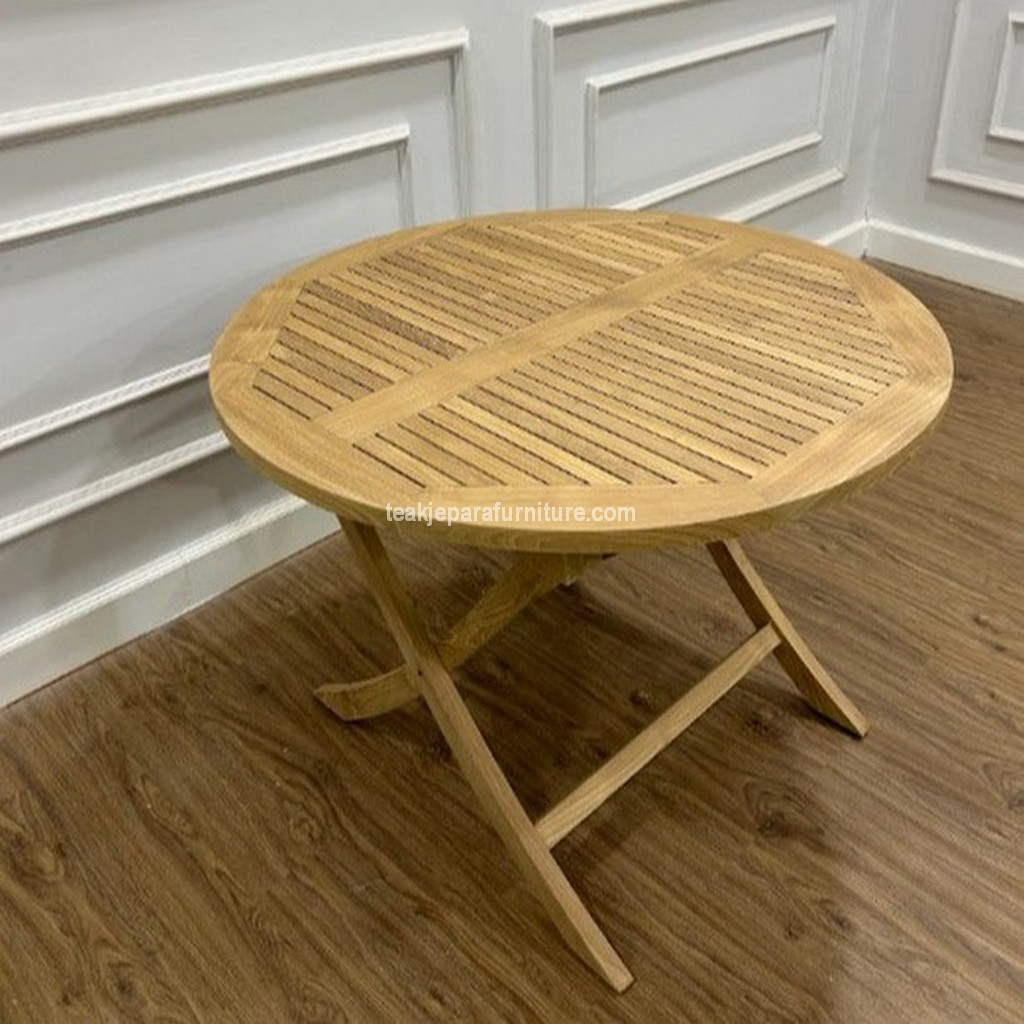 Teak Round Folding Dining Table