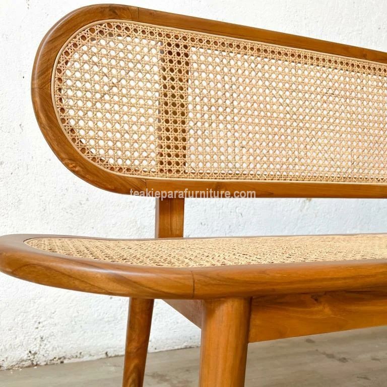 teak rattan bench