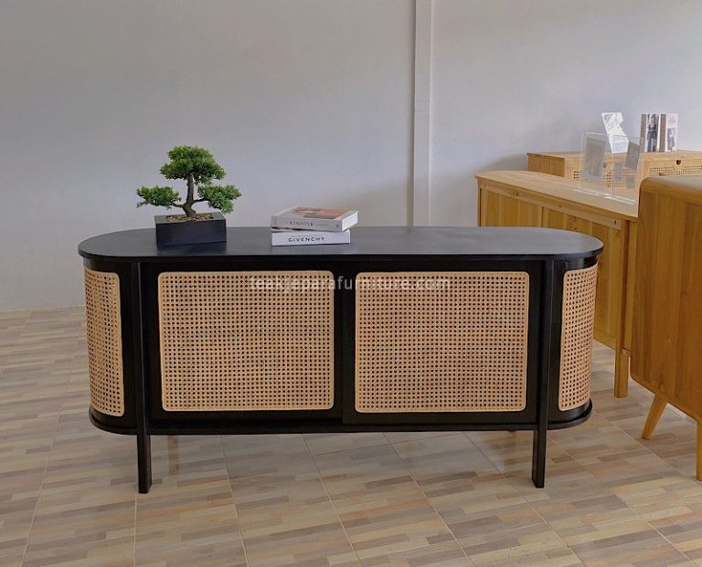 teak rattan sideboard