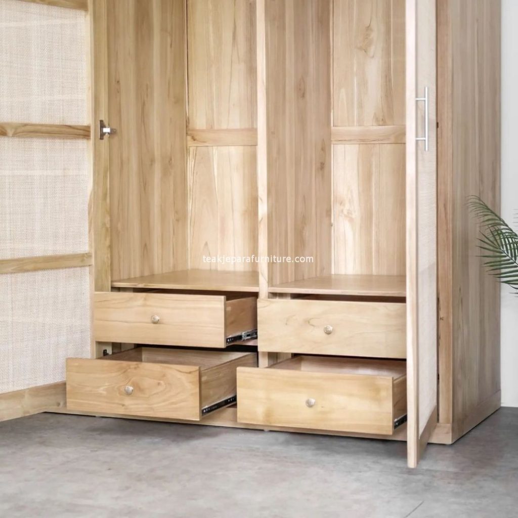 teak & rattan wardrobe
